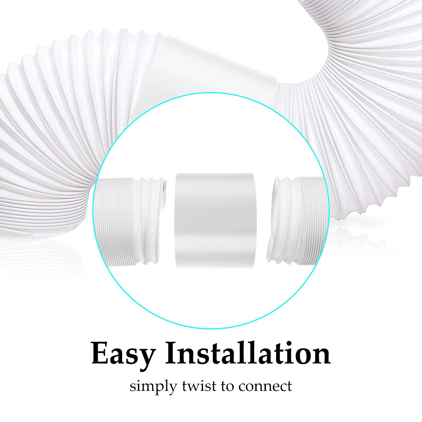 2-PACK Air Conditioner Exhaust Hose Coupler 5 Inch, Supports Clockwise and Counter-Clockwise Thread Hose Connector, Portable AC Coupler