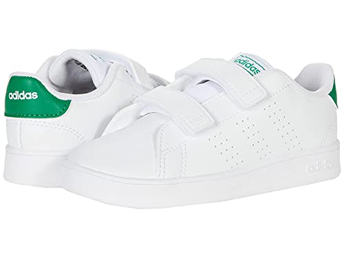 adidas unisex-child Advantage, White/Green/Grey, 9 US medium