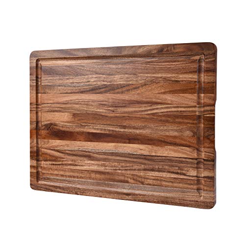 Acacia Wood Cutting Board with Juice Grooves(16" x 12")- Wooden Chopping Board for Meat, Vegetables, Fruit & Cheese