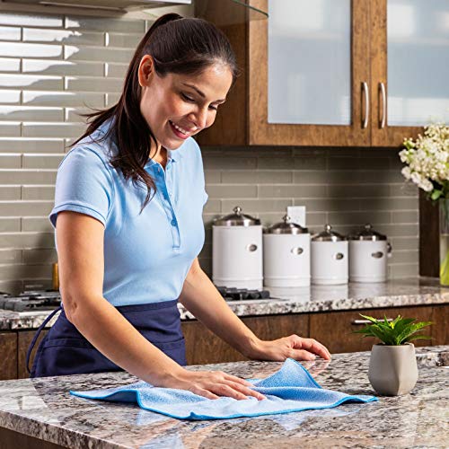 16" x 16" Economy All Purpose Microfiber Towels - 50 Pack - Reusable Wash Cloths, Dust, Kitchen, Car, Shop Rags for Cleaning (Blue)