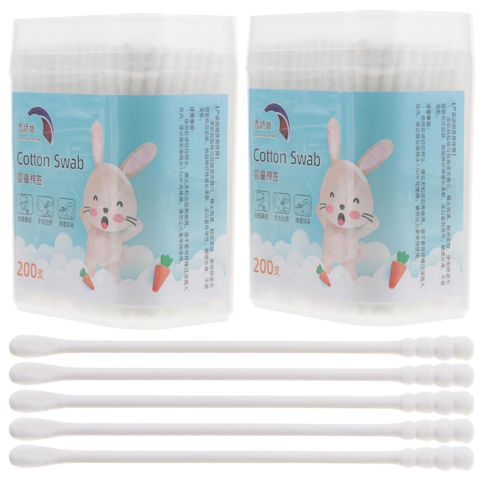 400PCS Cotton Swabs, Cotton Buds Swabs Cleaner Double Round Cotton Tip Cleaning Swabs with Paper Stick for Cleaning Ear Nose nose swabs Makeup chidren ear nose cotton sticks