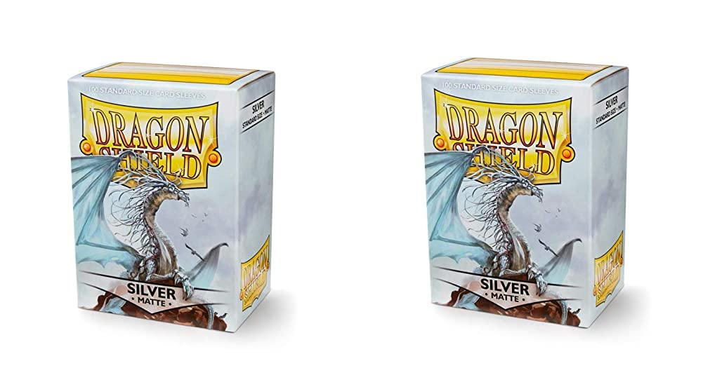 2 Packs Dragon Shield Matte Silver Standard Size 100 ct Card Sleeves Value Bundle! …
