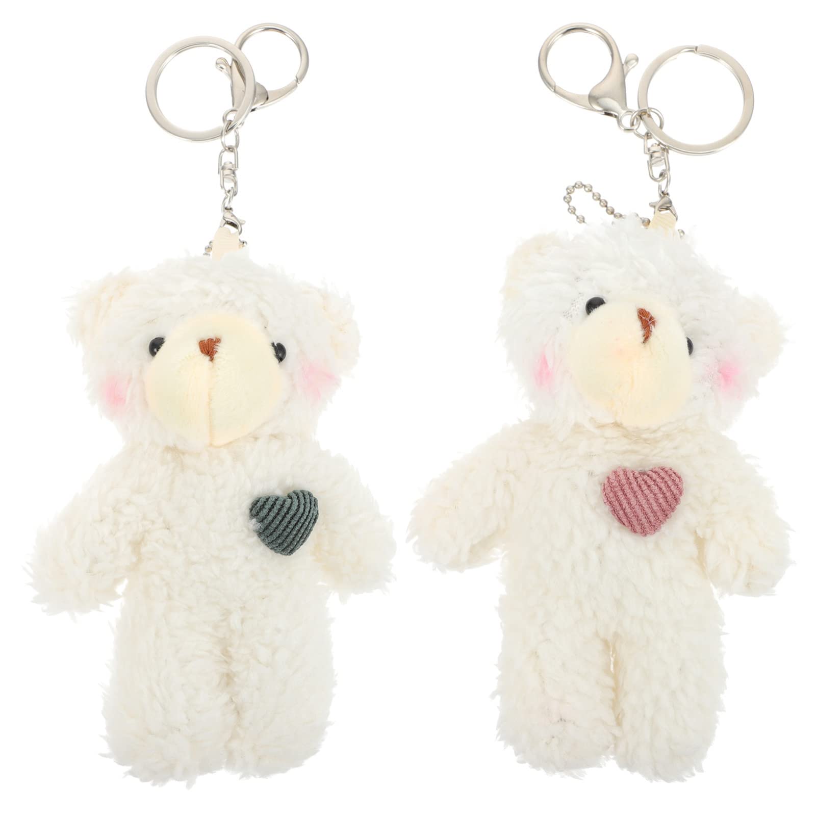 2pcs Plush Bear Keychain Teddy Bear Keychain Aniaml Key Ring Hanging Ornament Plush Stuffed Animal Car Key Holder for Girls Women