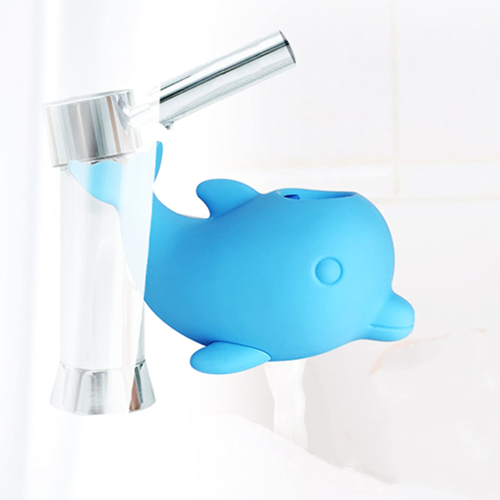 ALIBEBE Dolphin Bath Spout Cover Faucet Cover for Bathtub Baby Kids Soft Silicone Blue