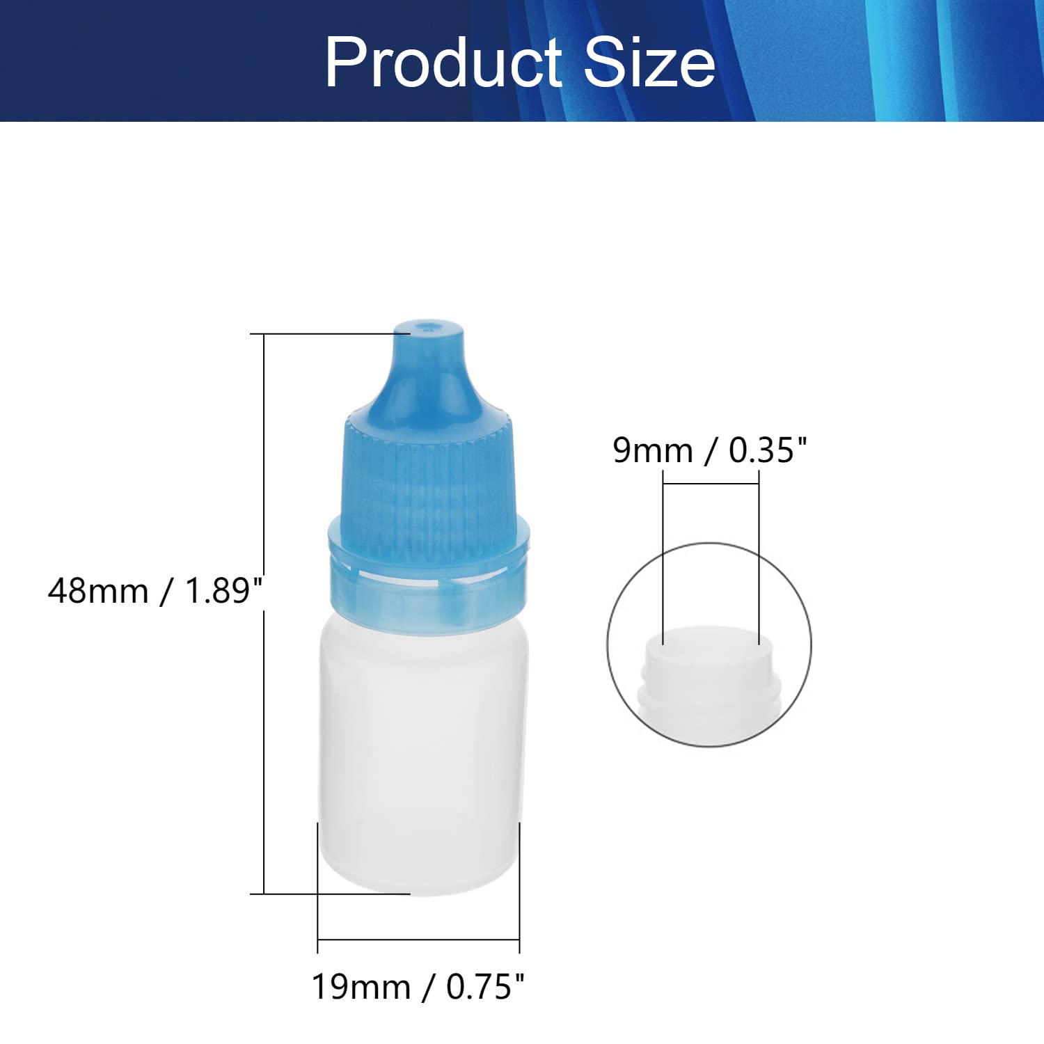 Aicosineg 10Pcs 0.17oz Lab Dropping Bottles PE Plastic Bottles Lab Eye Dropper Bottles Squeezable Eye Liquid Drop Bottle Small Mouth Drop Bottles Sample Seal Storage Bottles with Blue Cap for Travel
