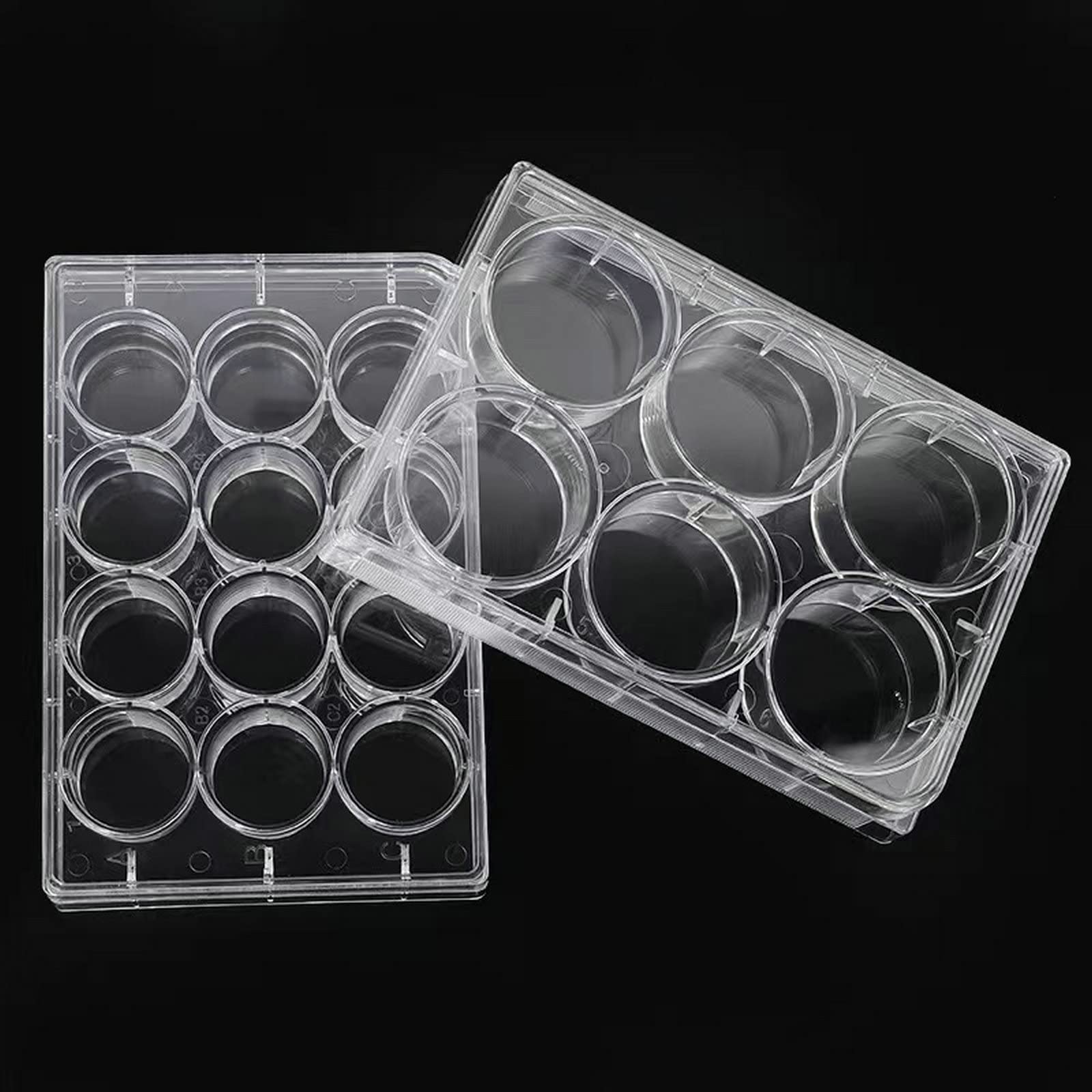 12-Well Tissue Culture Plate - Individually Wrapped, with Lid,Flat Bottom Wells(Pack of 10)