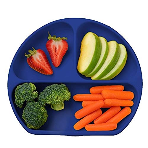 JULIAIRE Suction Plates for Baby - Toddler Plates - Suction Plates for Toddlers - Plates Divided Into 3-Portions - Baby Plates Microwave Dishwasher Safe