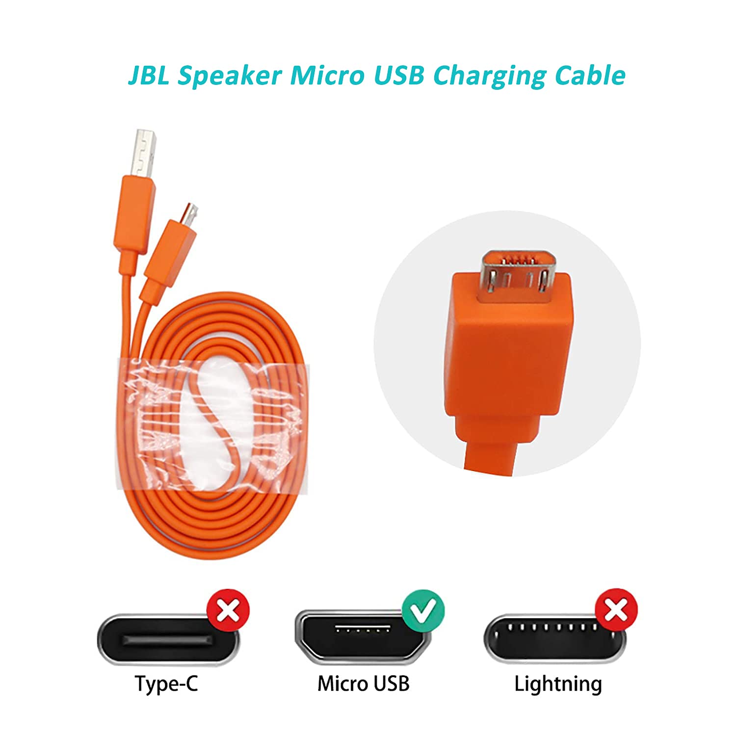 Alitutumao Upgrade Flat Replacement USB Charging Cable Compatible with JBL Flip 4 Flip 3 Flip 2 Charge 2 Charge 3 Pulse 2 Pulse 3 Clip 2 Wireless Speakers