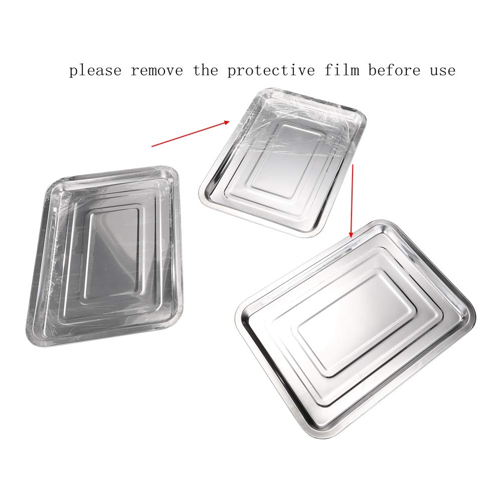 5 Pack Stainless Steel Tray,DOWEI 13 1/2" x 10" Professional Medical Surgical Stainless Steel Tray Dental Body Piercing Instrument Tool Flat Supplies