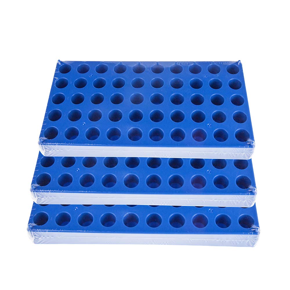 5 Packs Vial Rack,Single Blue Holds 50 Standard 12mm 2ml Vial, Plastic Centrifuge Tube Rack Holder