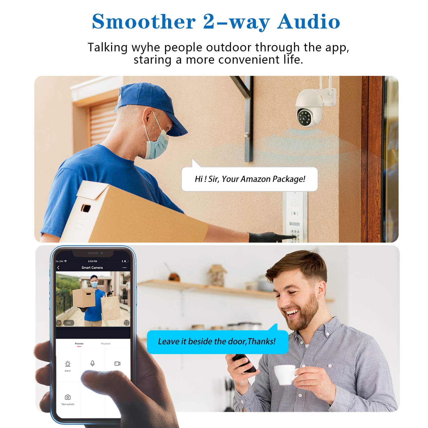 AIMECOR Outdoor Security Camera, FHD 1080P Pan/Tilt 2.4G WiFi Home Surveillance Camera with Night Vision 2-Way Audio Cloud Motion Detection Activity Alert IP66 Waterproof Cloud Alexa - iOS, Android