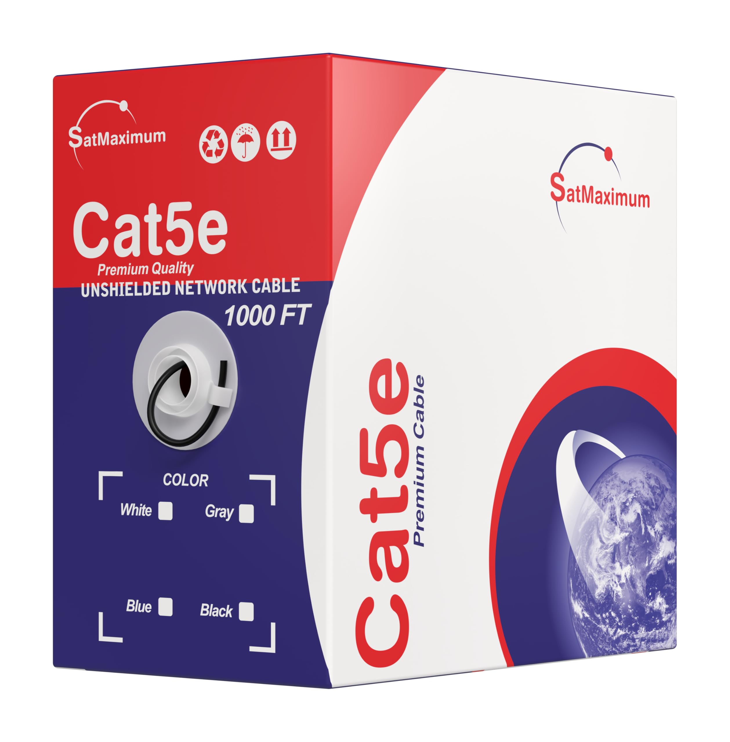 1000ft Cat5e Solid 24AWG Cable UTP Cat5 Bulk Pull Box Network Copper Clad Aluminum Wire (Unshielded (UTP), Black)