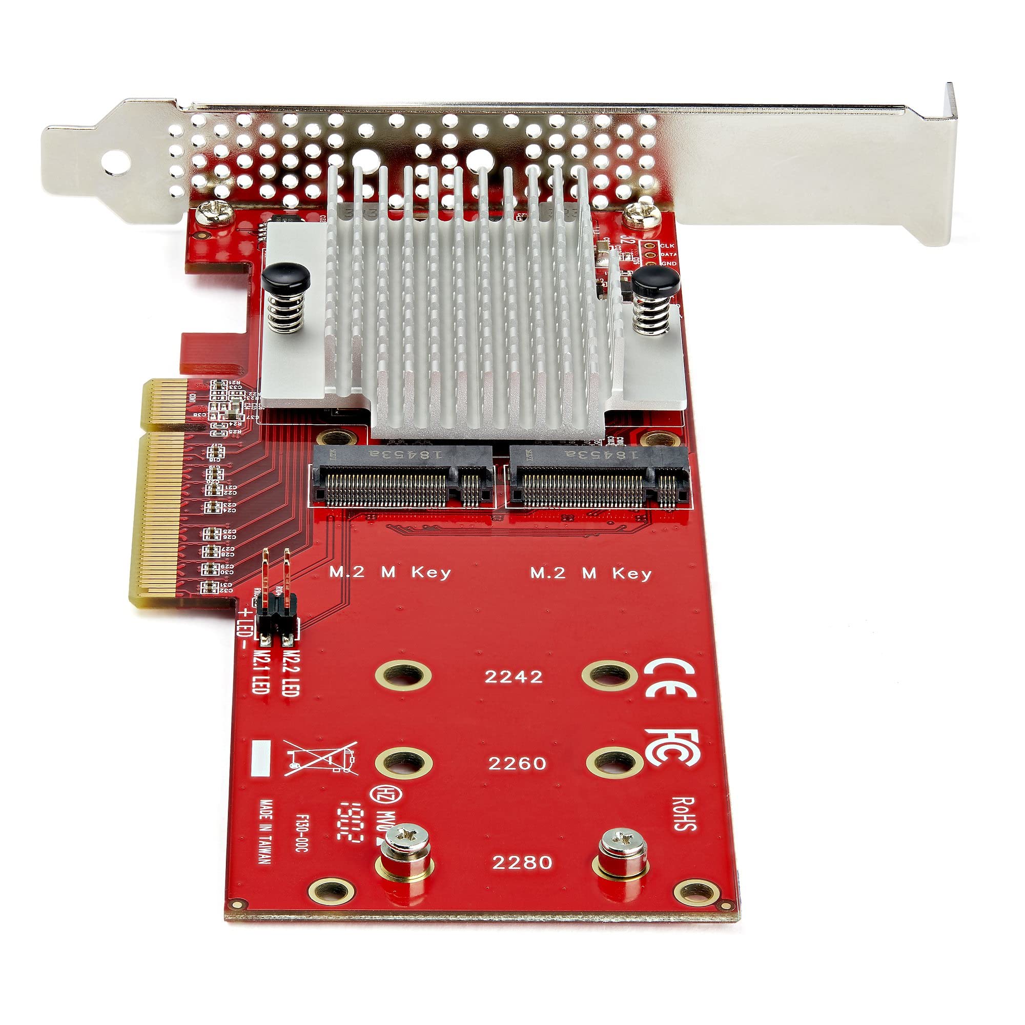 StarTech.com Dual M.2 PCIe SSD Adapter Card - x8 / x16 Dual NVMe or AHCI M.2 SSD to PCI Express 3.0 - M.2 NGFF PCIe (M-Key) Compatible - Supports 2242, 2260, 2280 - JBOD - Mac & PC , TAA (PEX8M2E2)