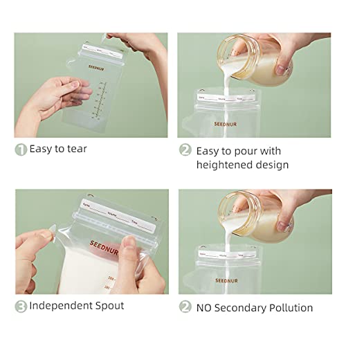 SEEDNUR Breastmilk Storage Bags Breast Pump Bag Breastmilk Storage Container 7 OZ Nursing Bags Breastfeeding Essentials 100 Count(Mom)