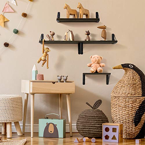BAYKA Wall Shelves for Bedroom Decor, Floating Wall Shelves for Living Room Kitchen Storage, Wall Mounted Rustic Wood Floating Shelves for Kids Books, Small Shelf for Bathroom(Weathered Grey,Set of 3)BAYKA Wall Shelves for Bedroom Decor, Floating Wall Sh