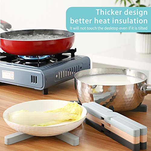 3 Pack Non-Slip Thick Foldable Silicone Trivets, Heat-Resistant Folding Pad, Eco Expanding Silicone Pot Holder, Hot Pad with Collapsible Cross Design Save Much Space