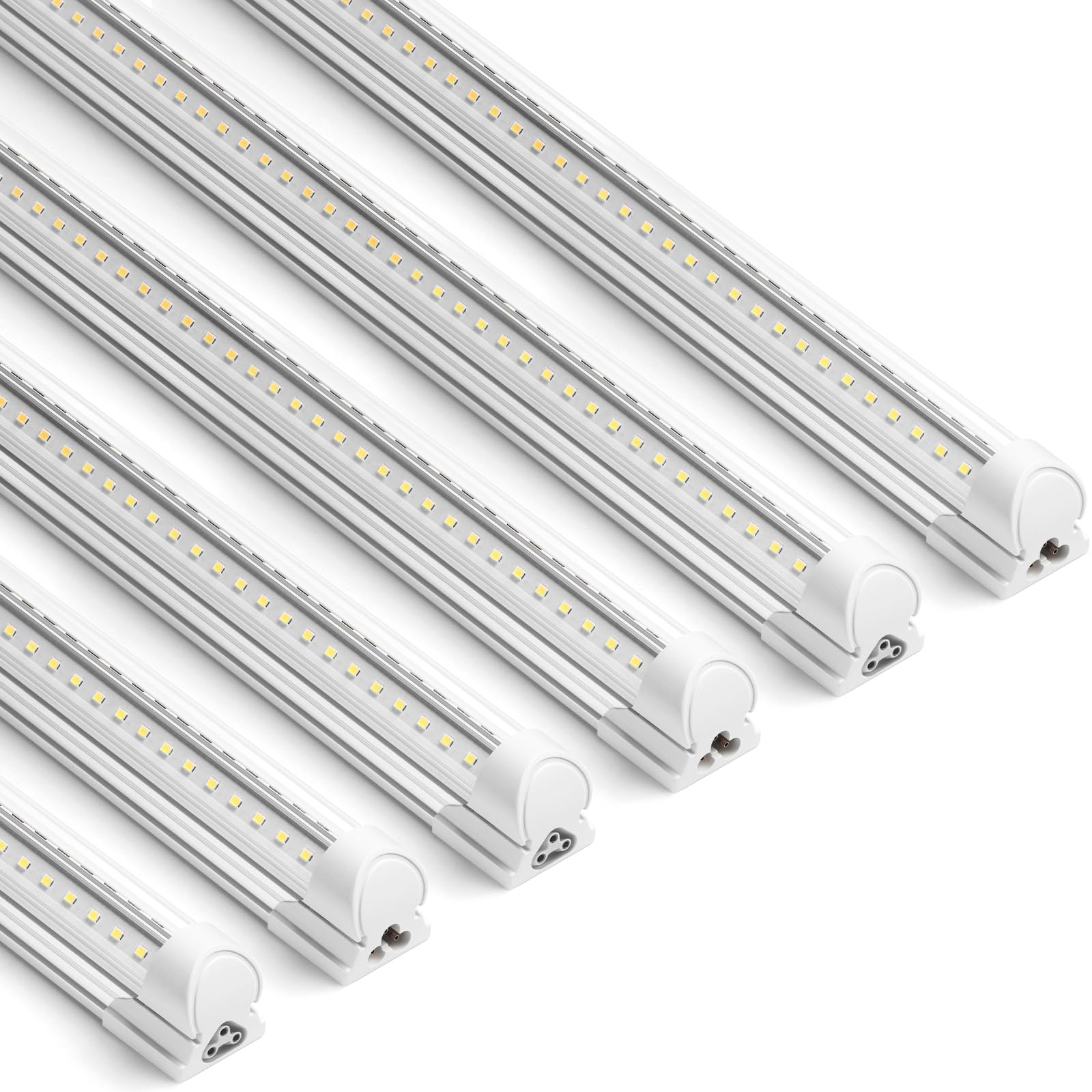 Barrina LED Shop Light, 3Ft 30W 4600LM 5000K, Daylight White Hight Output Linkable for Workshop, V Shaped Clear Cover T8 LED Shop Lights for Garage, 3 Foot (Pack of 6)