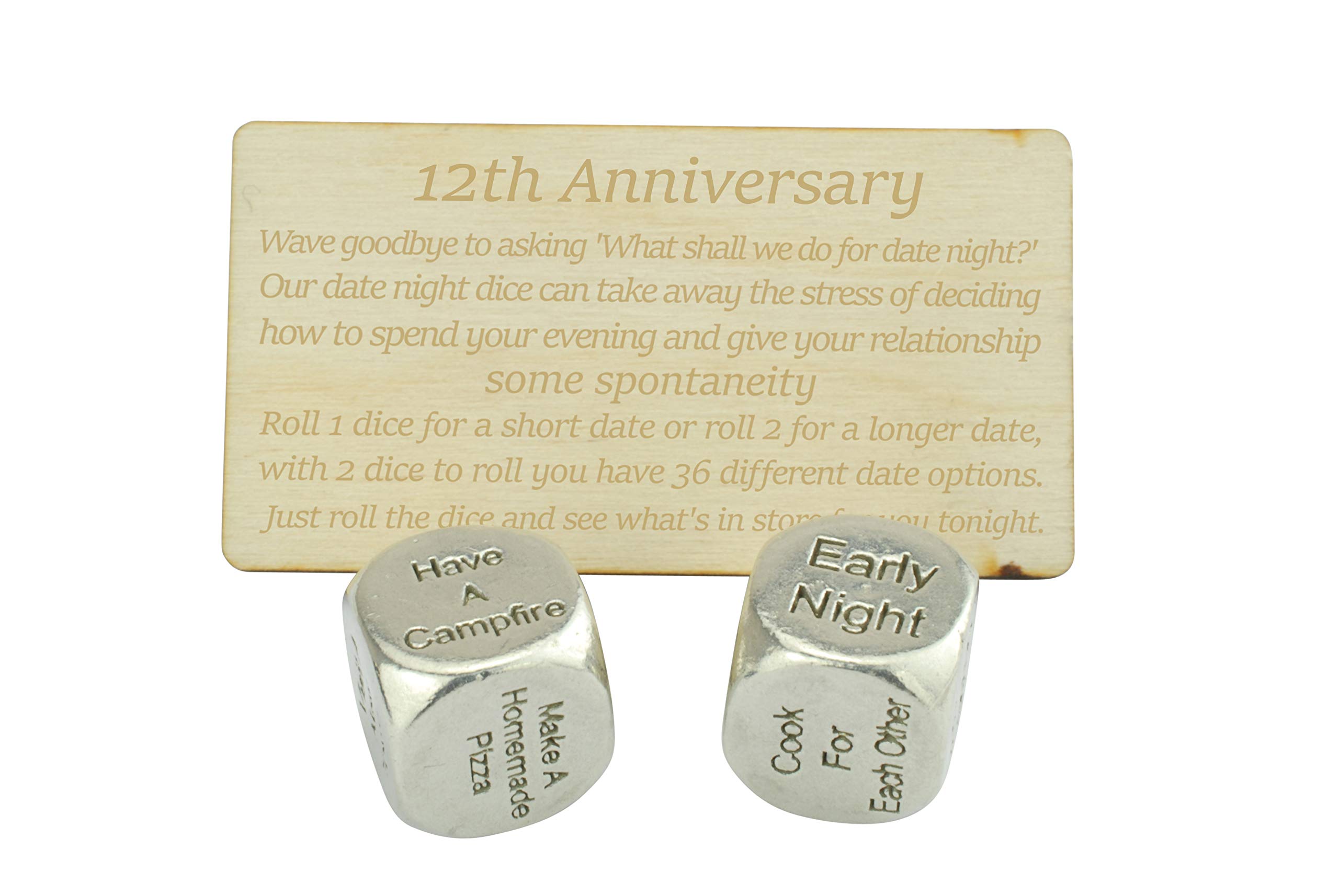 12 Year Anniversary Metal Date Night Dice - Create a Unique 12th Anniversary Date Night