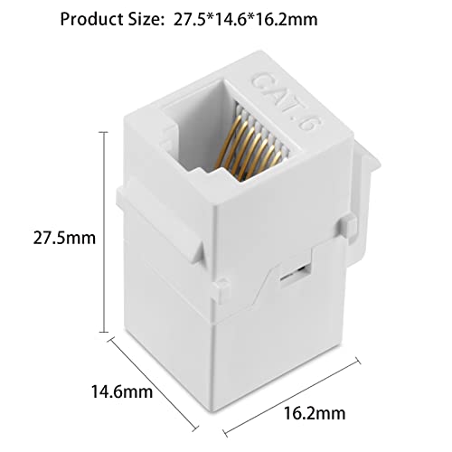 Ethernet Keystone,Cat6 Coupler Jack Network Cable Female to Female Jack,Compatible with Cat7 Cat6 Cat6a Cat5e Cat5-10 Pack White
