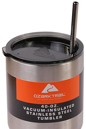 4 WIDE 40-Ounce Stainless Steel Straws (NO CUP) for 40 oz Ozark Trail Double-Wall Rambler Vacuum Cups - CocoStraw Brand Drinking Straw (4 Straws 40oz)