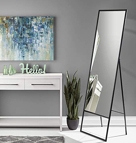 Adesso Alfred Full Length Simple, Modern Matte Black Floor Mirror with Folding Frame