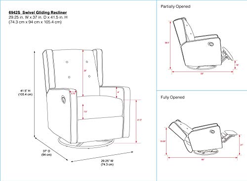 Baby Relax Mikayla Swivel Glider Chair, White, Water Stain Resistant Recliner