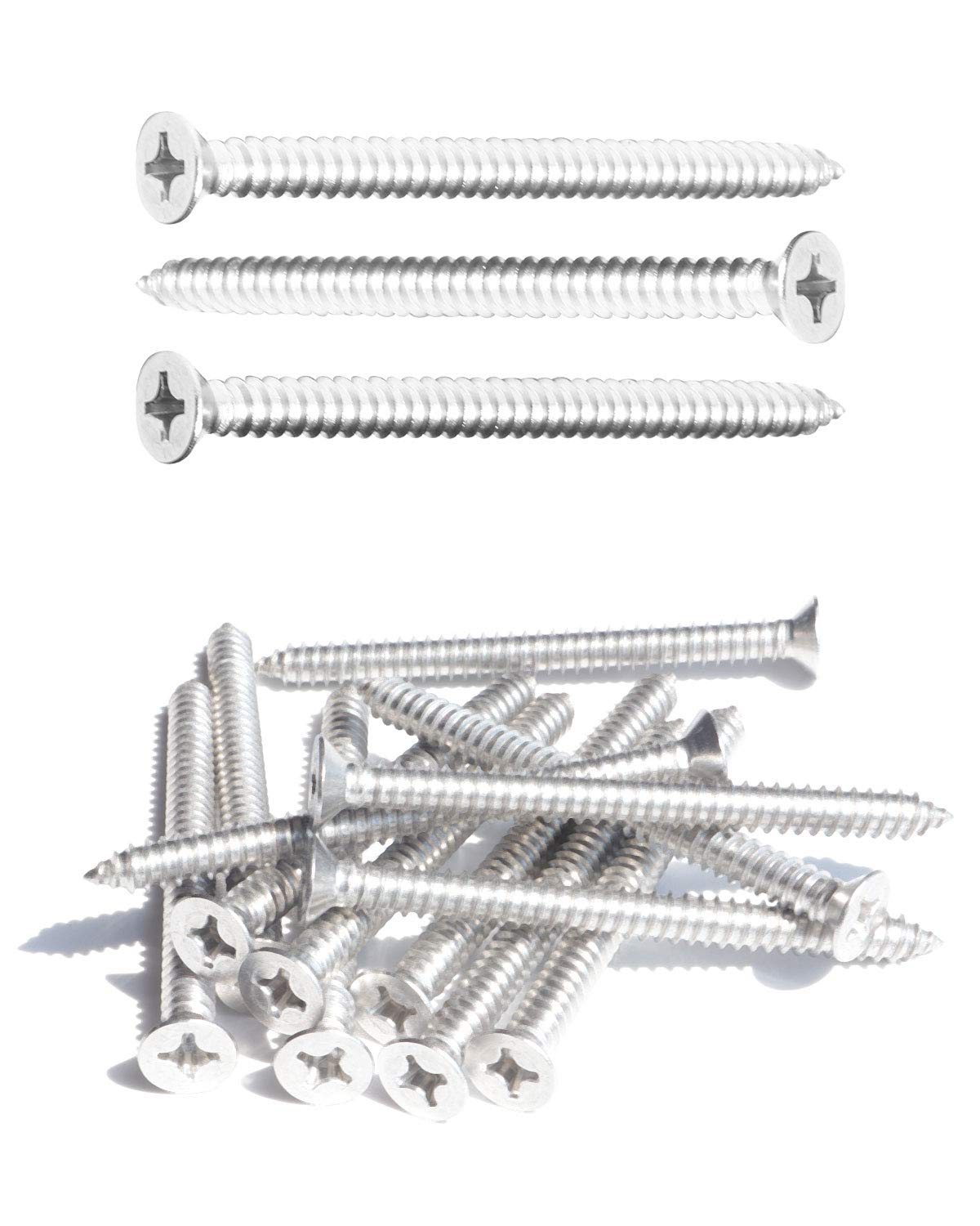 IMSCREWS Cabinet Screws #12 x 2-1/2" Flat Head Phillips Wood Screws 50pcs, Self Tapping 18/8 Stainless Steel Sheet Metal Screws for Indoor and Outdoor Wooden Working