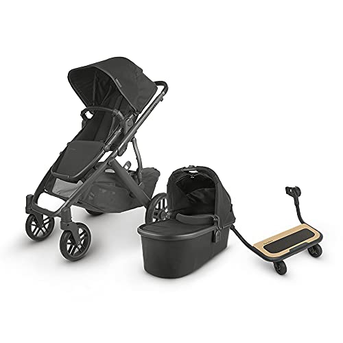 UPPAbaby Vista V2 Stroller - Jake (Black/Carbon/Black Leather) + Piggyback for Vista & Vista V2