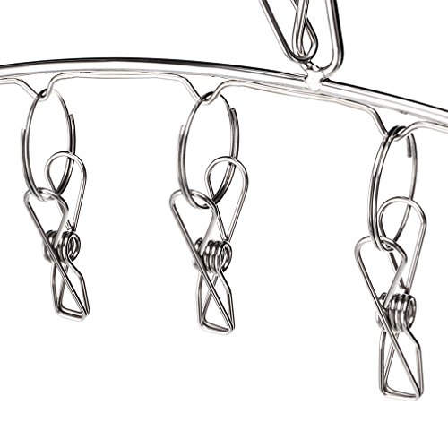 3 Pack Stainless Steel Laundry Drying Rack Clothes Hanger with 10 Clips for Drying Socks,Drying Towels, Diapers, Bras, Baby Clothes,Underwear, Socks Gloves
