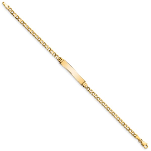 10K Yellow Gold Curb Link Name Bar Identification ID Bracelet