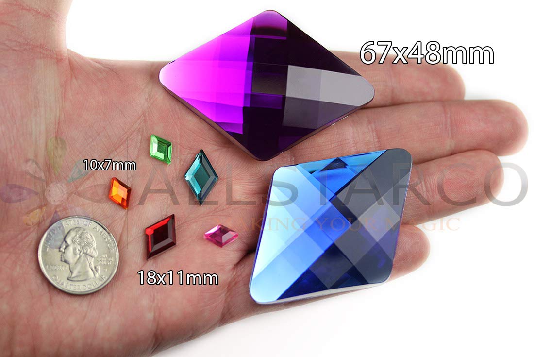 11x18mm Flat Back Diamond Acrylic Rhinestones Plastic Gems for Jewelry Making Costume Jewels Cosplay Embelishments - 35 Pieces (Red Ruby H103)