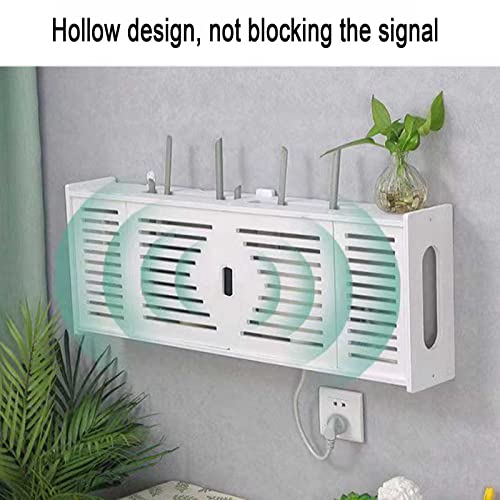 Hoernflk Large Wireless Router Rack Living Room Wall-Mounted WiFi Storage Box Wall Decoration TV Lower Plug-in Shielding Box Set-top Box Shelf-no Punch (M)