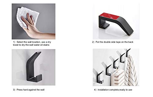 Emma Rose Home Chloe Double Hook, Heavy Duty Wall Hook Without Nails Waterproof Aluminum Hooks for Hanging Bathroom Kitchen Office-2 Pack Wall Hook (White)
