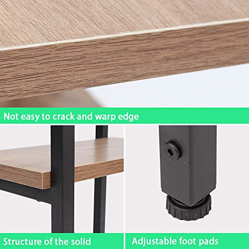 Coral Flower Landisl Desk,Simple and Modern Design,with Four Open Shelves for Books, Office Supplies or Accessories Within Easy Reach,Light Oak