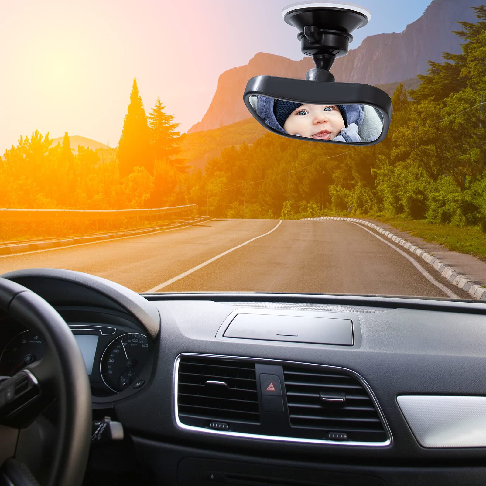 ONLYFU Baby Car Mirror Car Seat Mirror Rear Facing Infant Child Acrylic Baby View Mirror 360 Degree Adjustable Baby Car Back Seat Mirror Child Car Observation Mirror (Black)