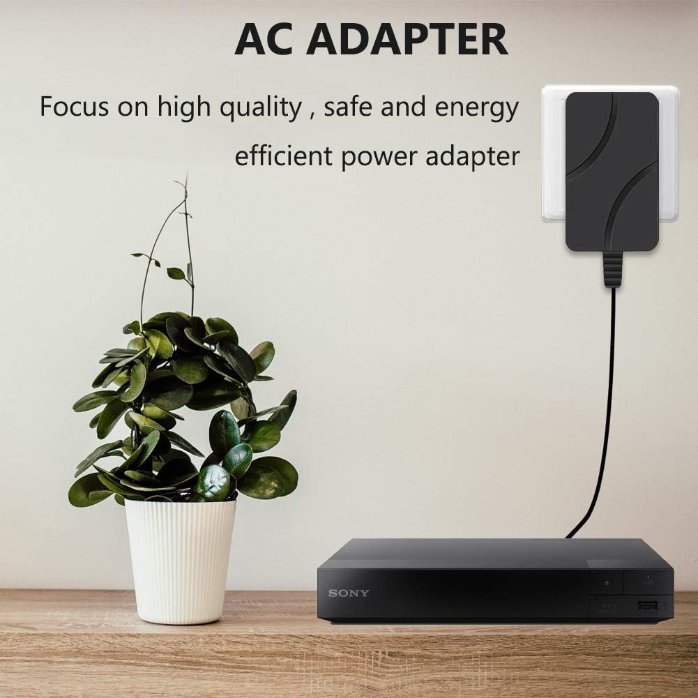 VHBW 12V AC Adapter Replacement for Sony Blu Ray DVD Player BDP-BX370 BDP-S3700 BDP-S6700 BDP-S3500 BDP-S1700 BDP-S1500 BDP-S6500 BDP-BX320 AC-M1208UC Power Supply Cord