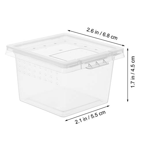 balacoo 100Pcs Reptile Breeding Box Plastic Transparent Feeding Case Hatching Container with Lid for Spider Scorpion Gecko Insect Snake Tortoise