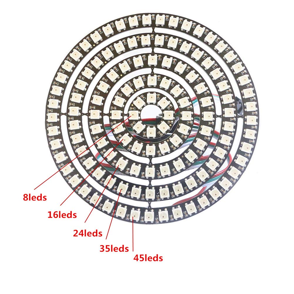 128 RGB LED Ring 128 X WS2812 5050 Full Color with Integrated Drivers 128 Bits forArduino Raspberry Pi ESP8266 Nodemcu DC5V