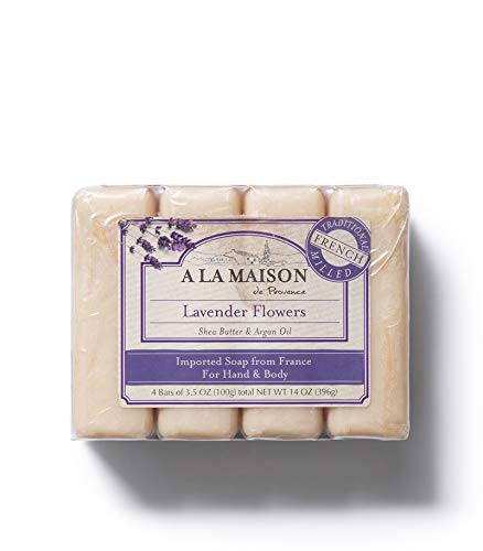 A LA MAISON - Lavender Aloe Bar Soap - Triple French Milled Natural Moisturizing Hand Soap Bar (4 Bars of Soap, 3.5 oz)