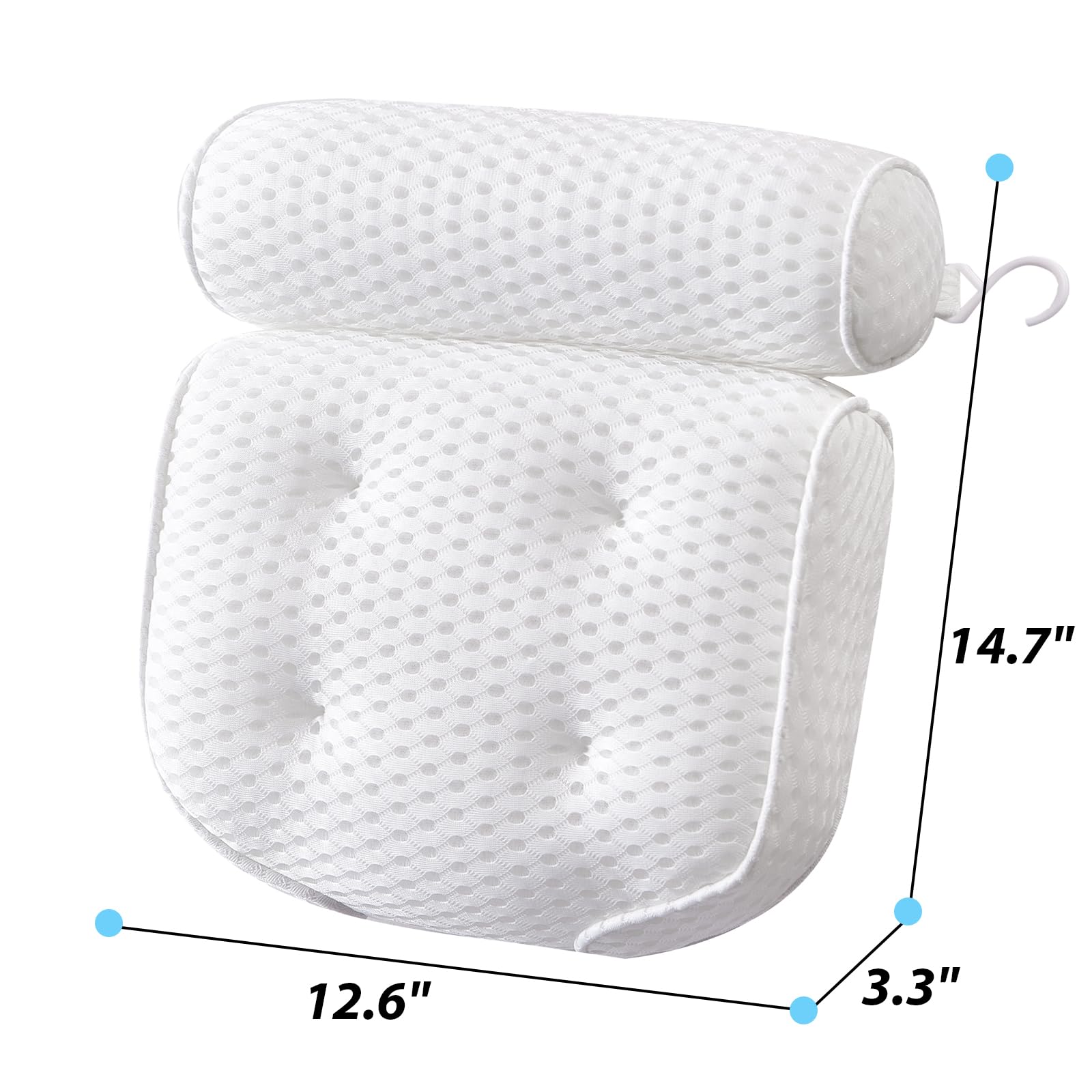 AEROiVi Bathtub Pillow Headrest Bath Pillows for Tub Neck and Back Support with Non Slip Suction Cups Spa Bath Cushion Relaxing Bathroom Accessories