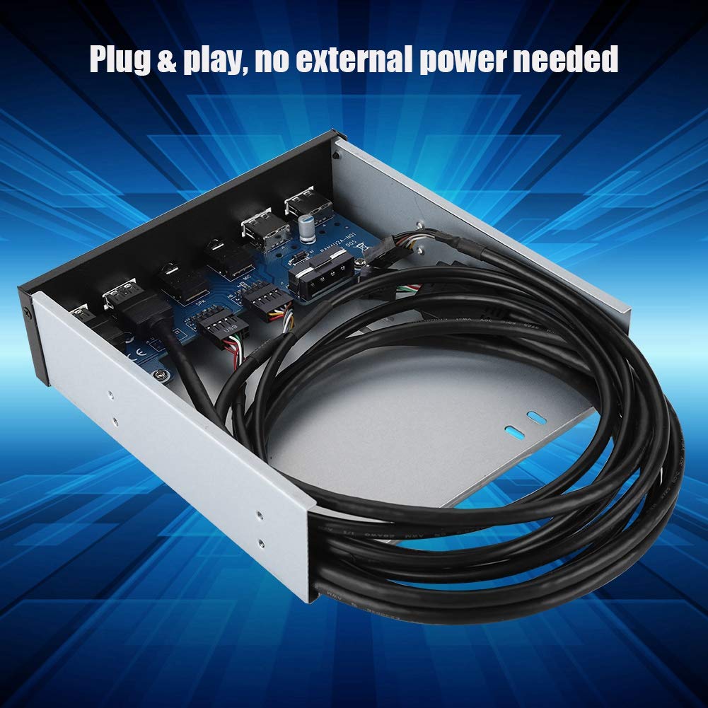 5.25 Inch Front Panel USB Hub with 2 x USB 3.0 Ports & 2 x USB 2.0 Ports & 1 x HD Audio Port 19 Pin Extension Front Panel Card Reader Support WinXP/2003/VISTA/2008/Windows 7/WIN8
