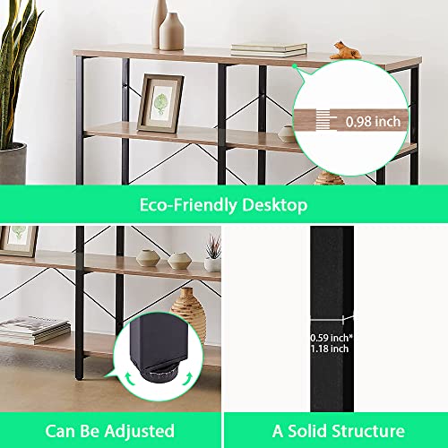 Coral Flower Washed Oak Square Side Shelf for Living Room, Wood and Metal Nightstand,End Table with Storage, Light oak