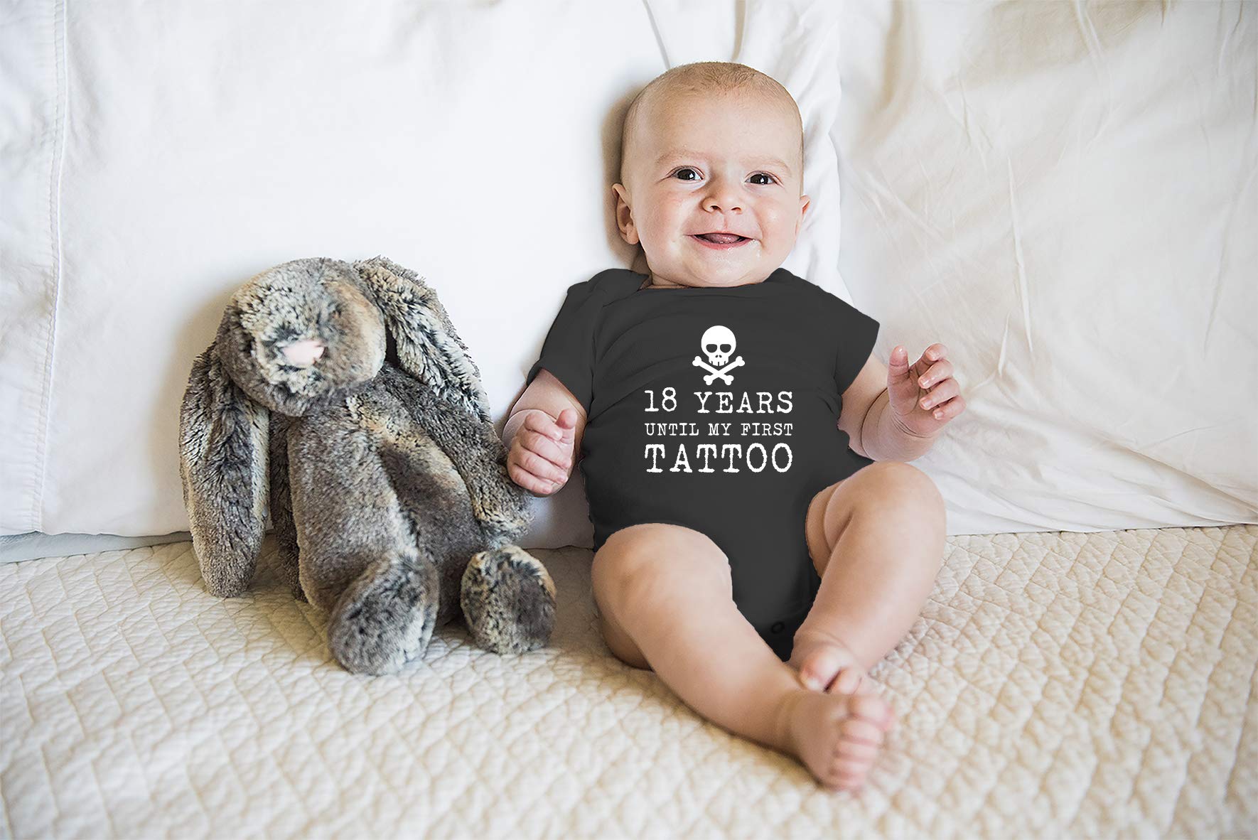 20 Years Until My First Tattoo - Funny Baby Essentials Bodysuit - Newborn Baby Boy Clothes (6 Months, Black)