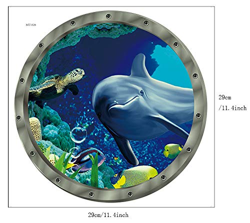 Amaonm 12"x12" Creative Removable Glow in The Dark Ocean View Wall Decals 3D Under The Sea Fish Wall Sticker Murals Peel Stick Home Art Decor for Kids Room Bedroom Bathroom Nursery Fridge (Dolphin)