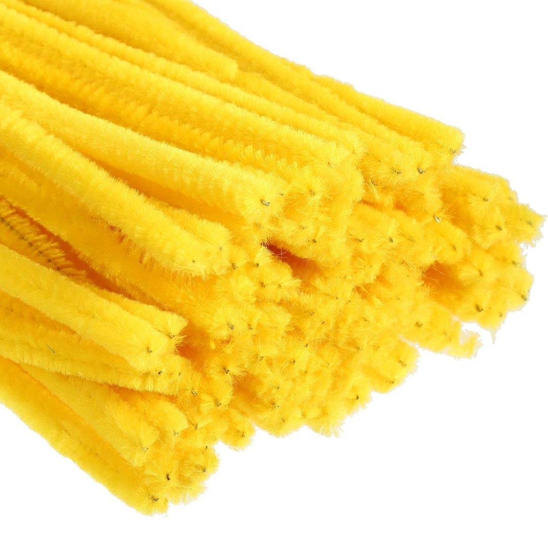 100pcs Pipe Cleaners Chenille Stems for DIY Art Supplies Craft Projects 6mmx30cm Christmas Pipe Cleaners Decoration, Yellow