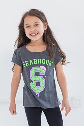 Disney Zombies Zed Addison Little Girls 2 Pack Graphic T-Shirts Gray/Pink 7-8