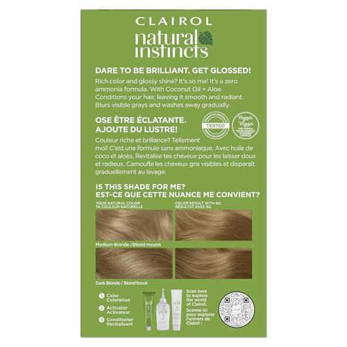 Clairol Natural Instincts Demi-Permanent Hair Dye, 8G Medium Golden Blonde Hair Color, Pack of 1
