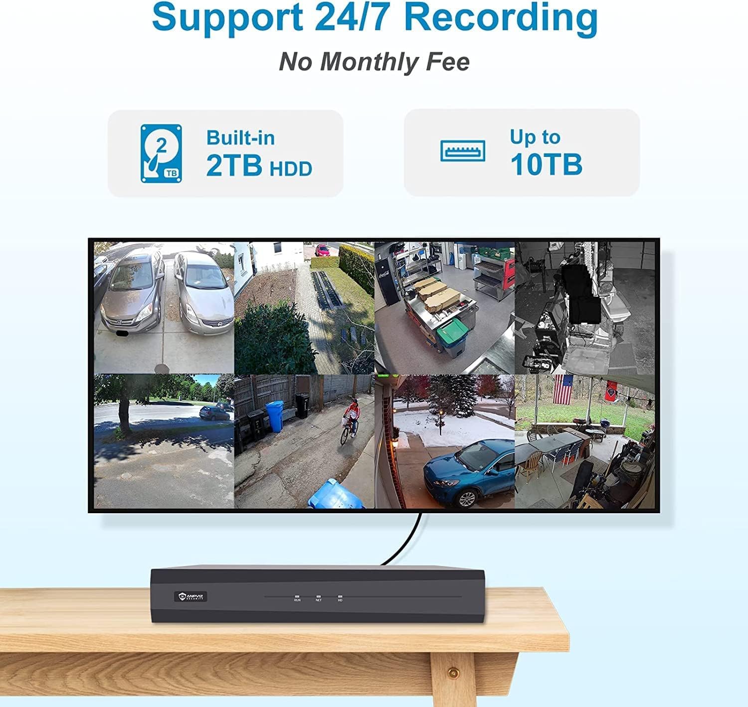 Anpviz 8 Channel IP PoE Security Camera System with Human Vehicle Detection, 8CH 4K NVR with 2TB HDD, 8pcs IK10 Vandalproof 6MP Dome PoE Cameras with Audio, IR Night Vision, NDAA Compliant (U Series)