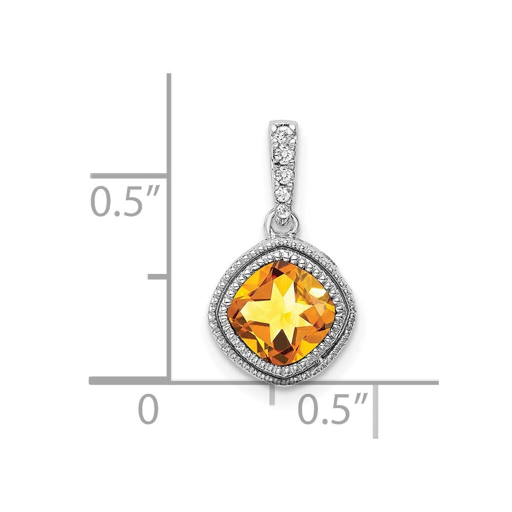 10k White Gold Cushion Citrine and Diamond Pendant GLD-AZ-PM7092-CI-021-1WA