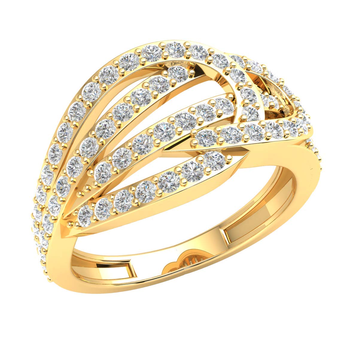 10k Yellow Gold Accent Wedding Band For Women 0.9 Cttw Round Brilliant Cut Diamond K-L I1-I2 Size 9.5